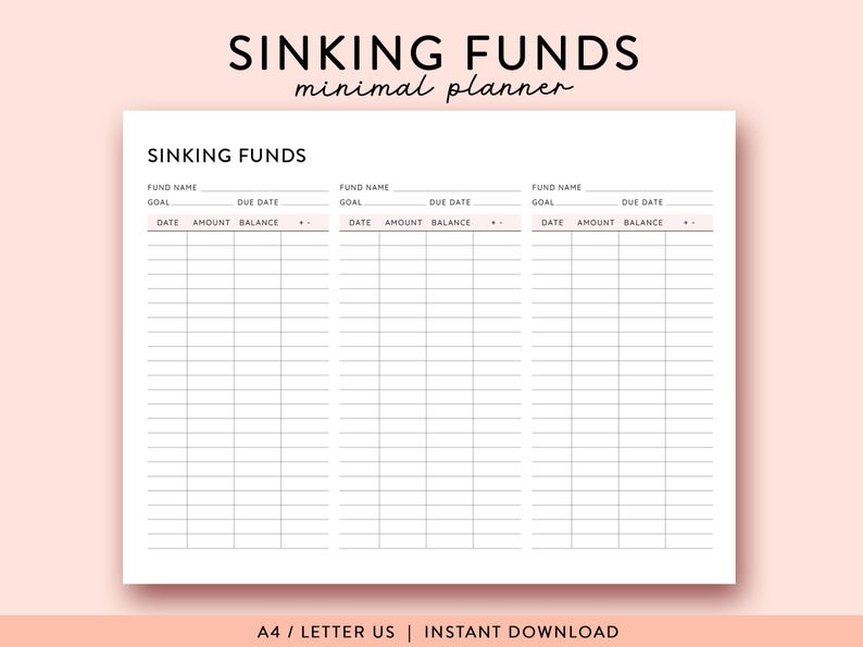 Sinking Funds Tracker Printable Landscape Sinking Funds Tracker Sheet ...