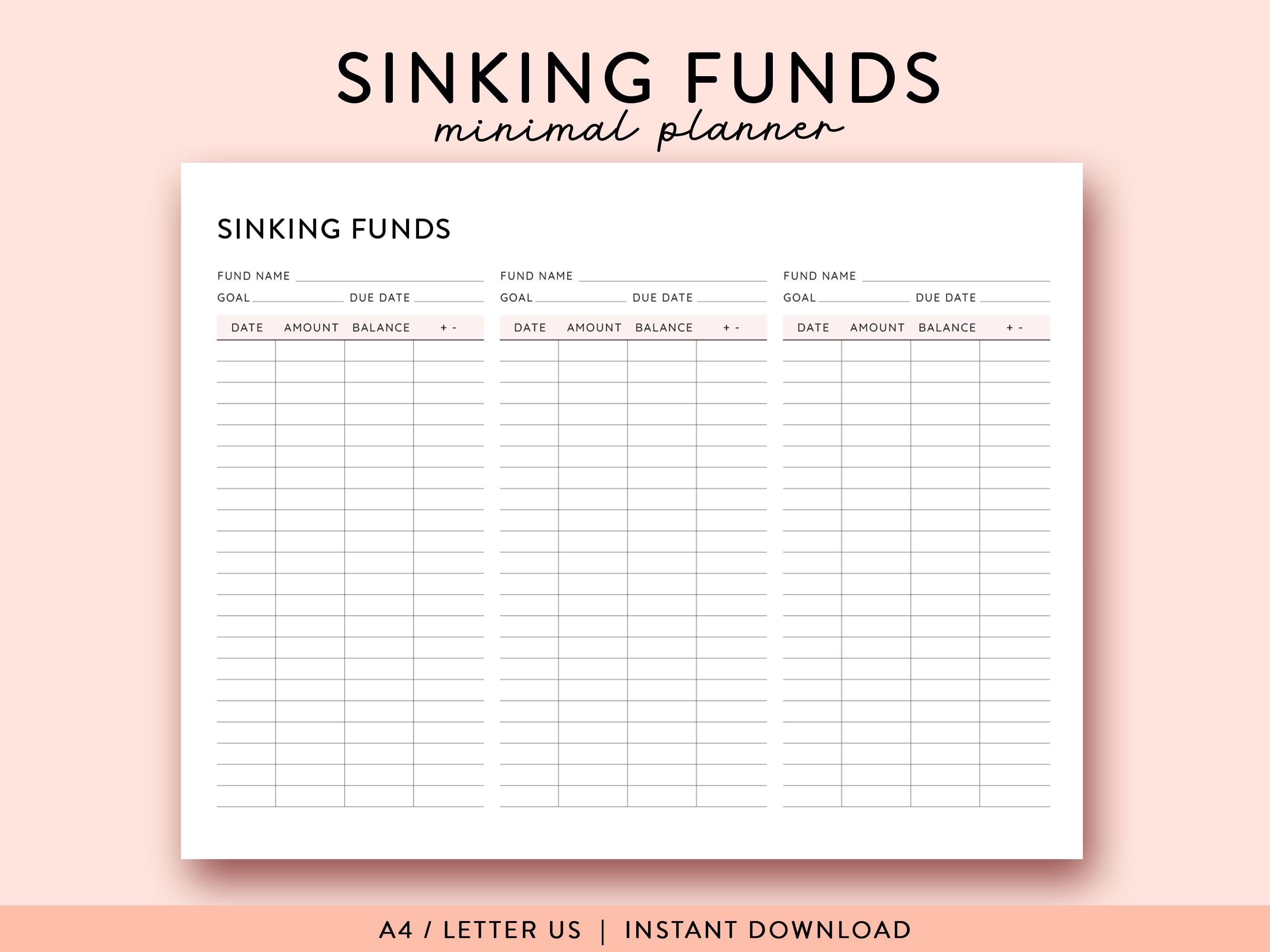 Sinking Funds Tracker Printable Landscape Sinking Funds Tracker Sheet ...