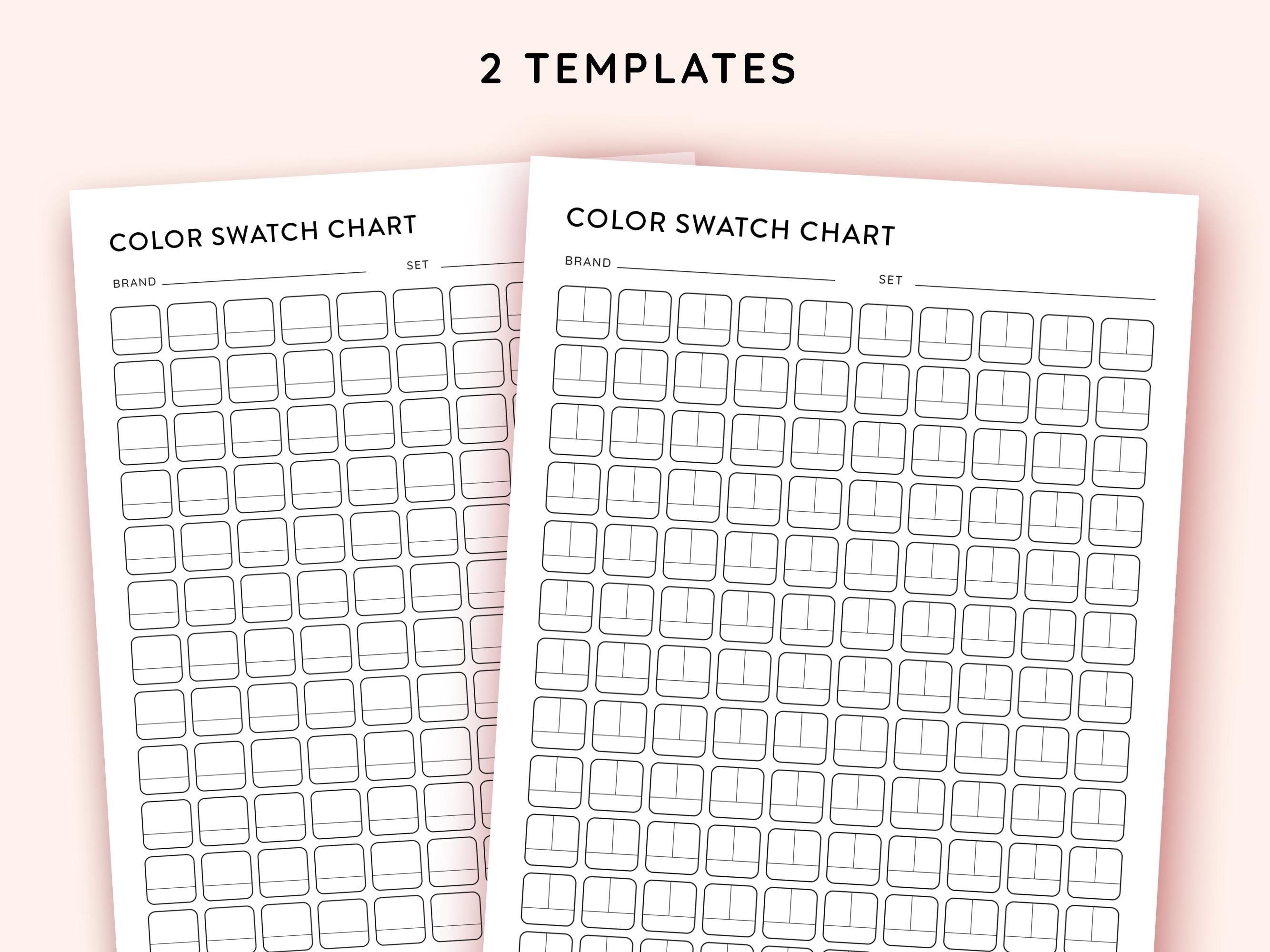 Color Swatch Chart Blank Color Chart Printable Color Swatch Template ...