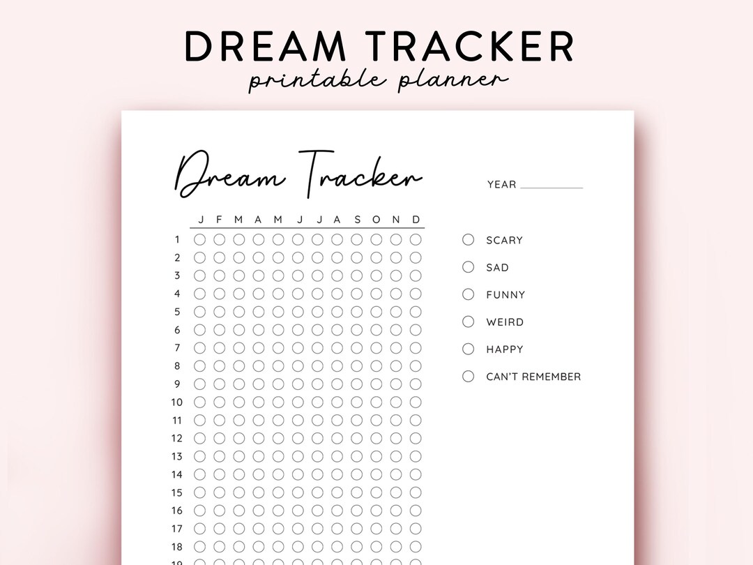 Dream Tracker Printable, Journal Page Printable Planner Page, Dream Log ...