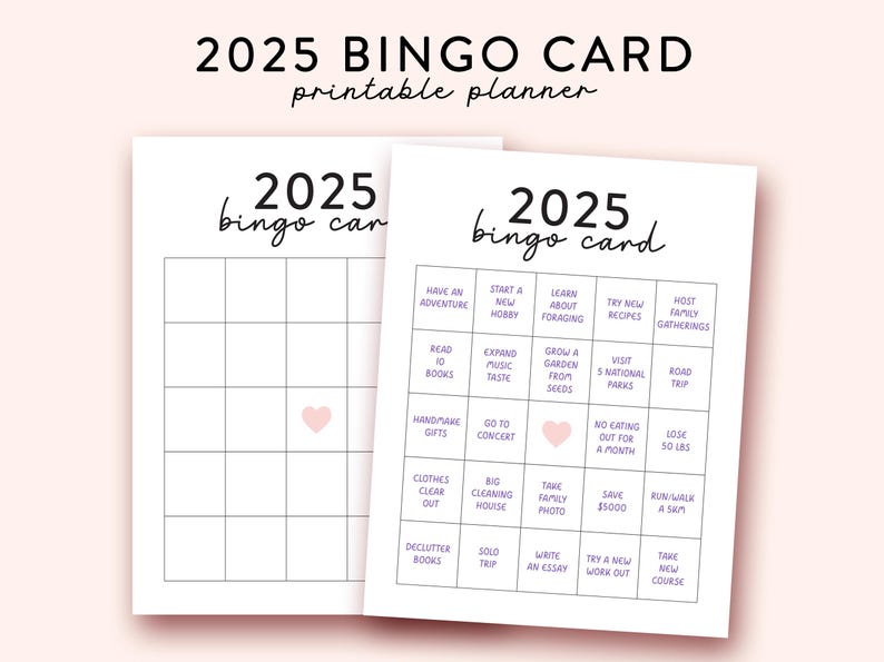 2025 Bingo Card, 2025 Glow up Bingo Card Printable, New Year's ...
