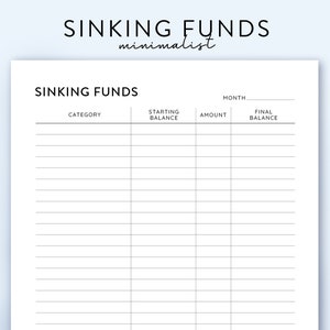 Sinking Funds Tracker Printable Sinking Funds Tracker Sheet, Sink Funds ...