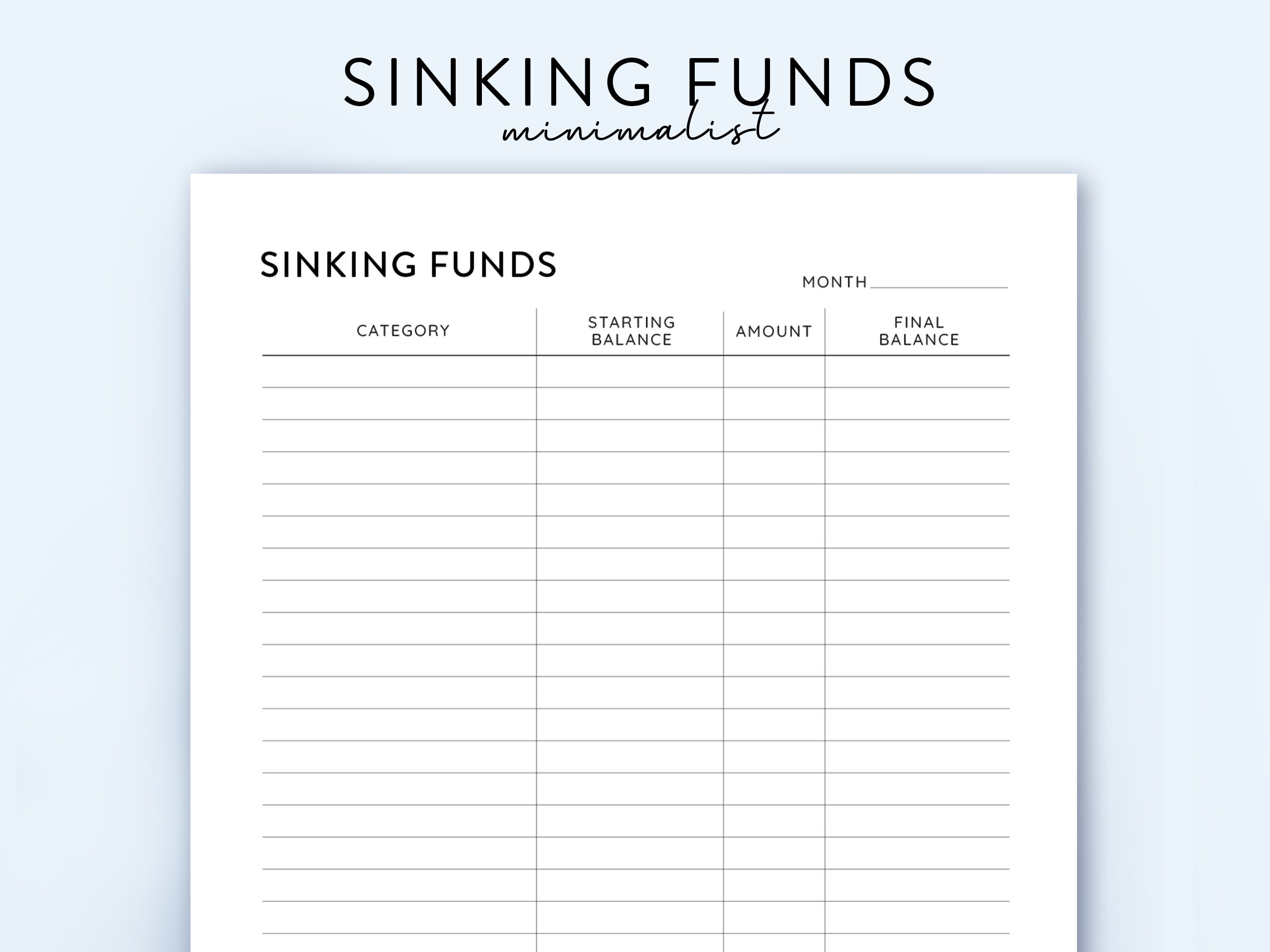 Sinking Funds Tracker Printable Sinking Funds Tracker Sheet, Sink Funds ...