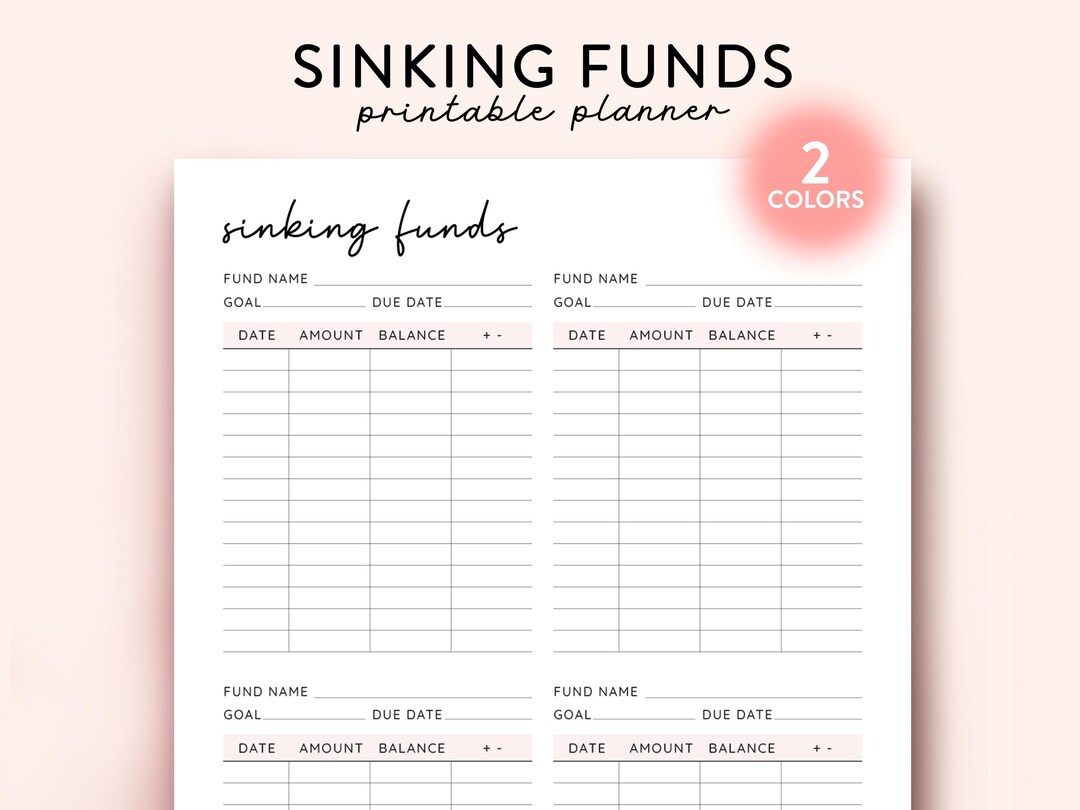 Sinking Funds Tracker Printable Sinking Funds Tracker Sheet, Sink Funds Planner Template Saving ...