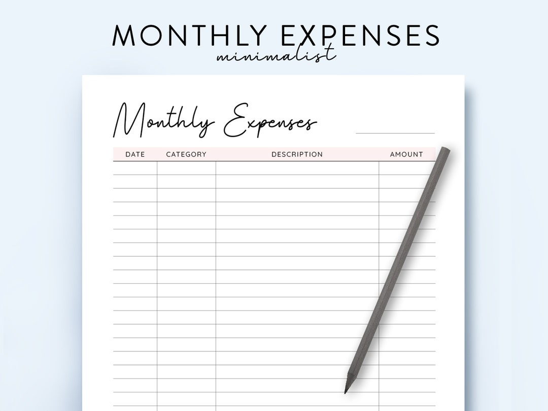 Monthly Expense Log Printable Expenses Tracker iPad Digital Spending ...