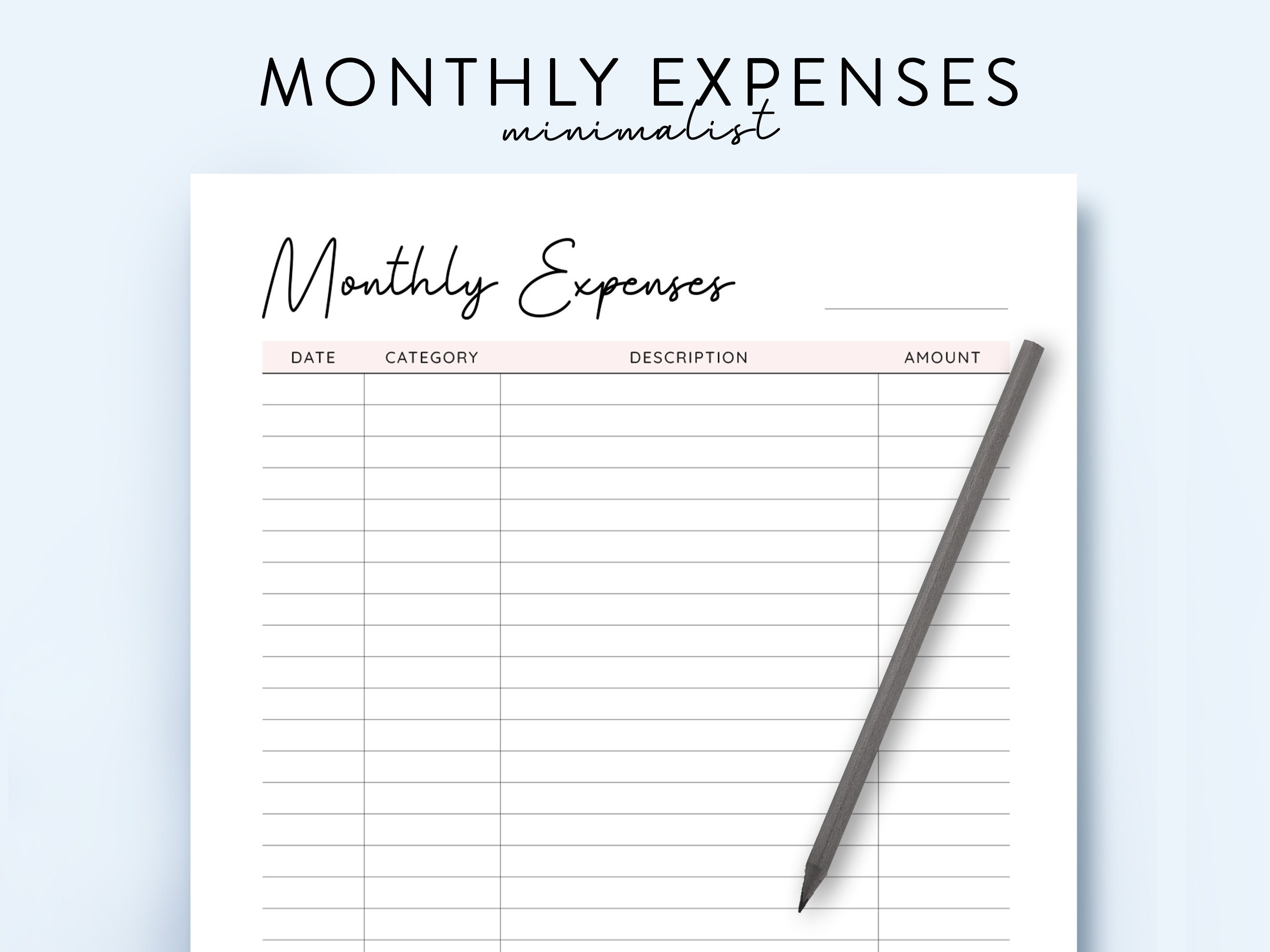 Monthly Expense Log Printable Expenses Tracker iPad Digital Spending ...