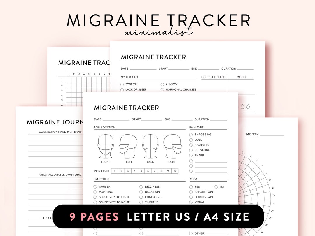 Migraine Tracker Printable, Headache Template, Migraine Track Headache ...