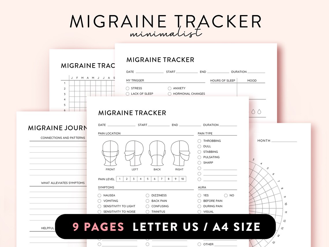 Migraine Tracker Printable, Headache Tracker Template, Migraine Track ...