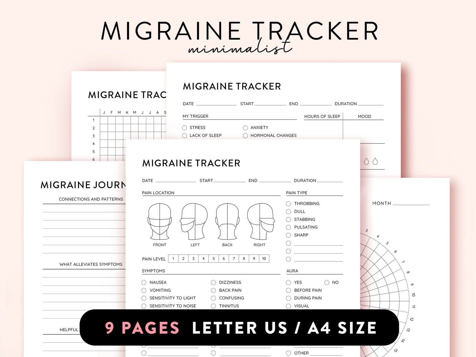 Migraine Tracker Printable, Headache Template, Migraine Track Headache ...