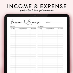 Income & Expense Tracker Printable, Income Tracker Printable, Monthly ...