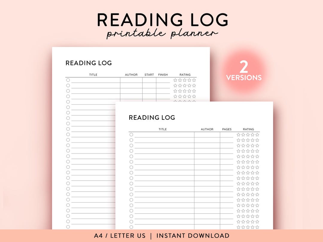 Reading Log Printable, Reading Tracker Printable, Reading Minutes ...