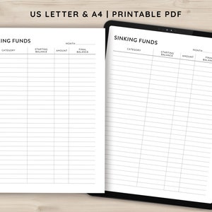 Sinking Funds Tracker Printable Sinking Funds Tracker Sheet, Sink Funds ...