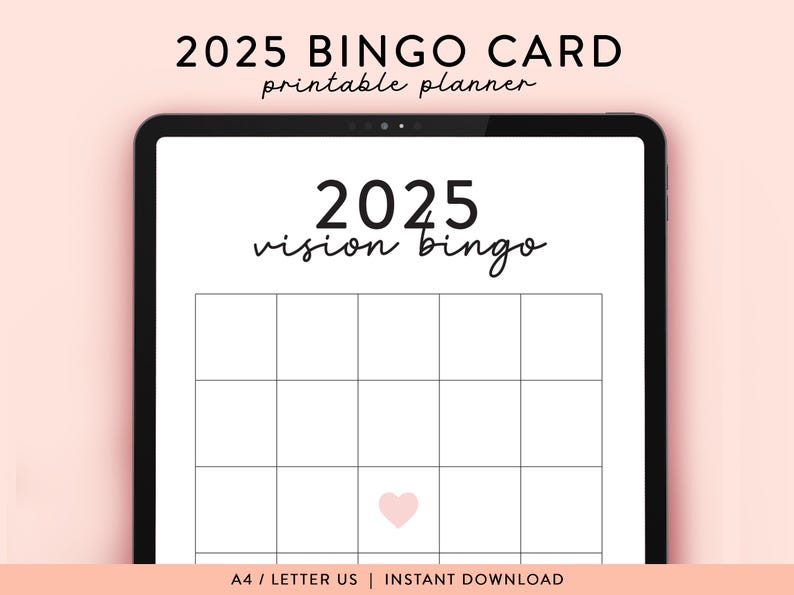 2025 Vision Bingo Card, 2025 Glow up Bingo Printable, New Year's ...