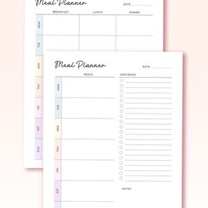 Minimalist Digital Weekly Meal Planner and Grocery List Template ...