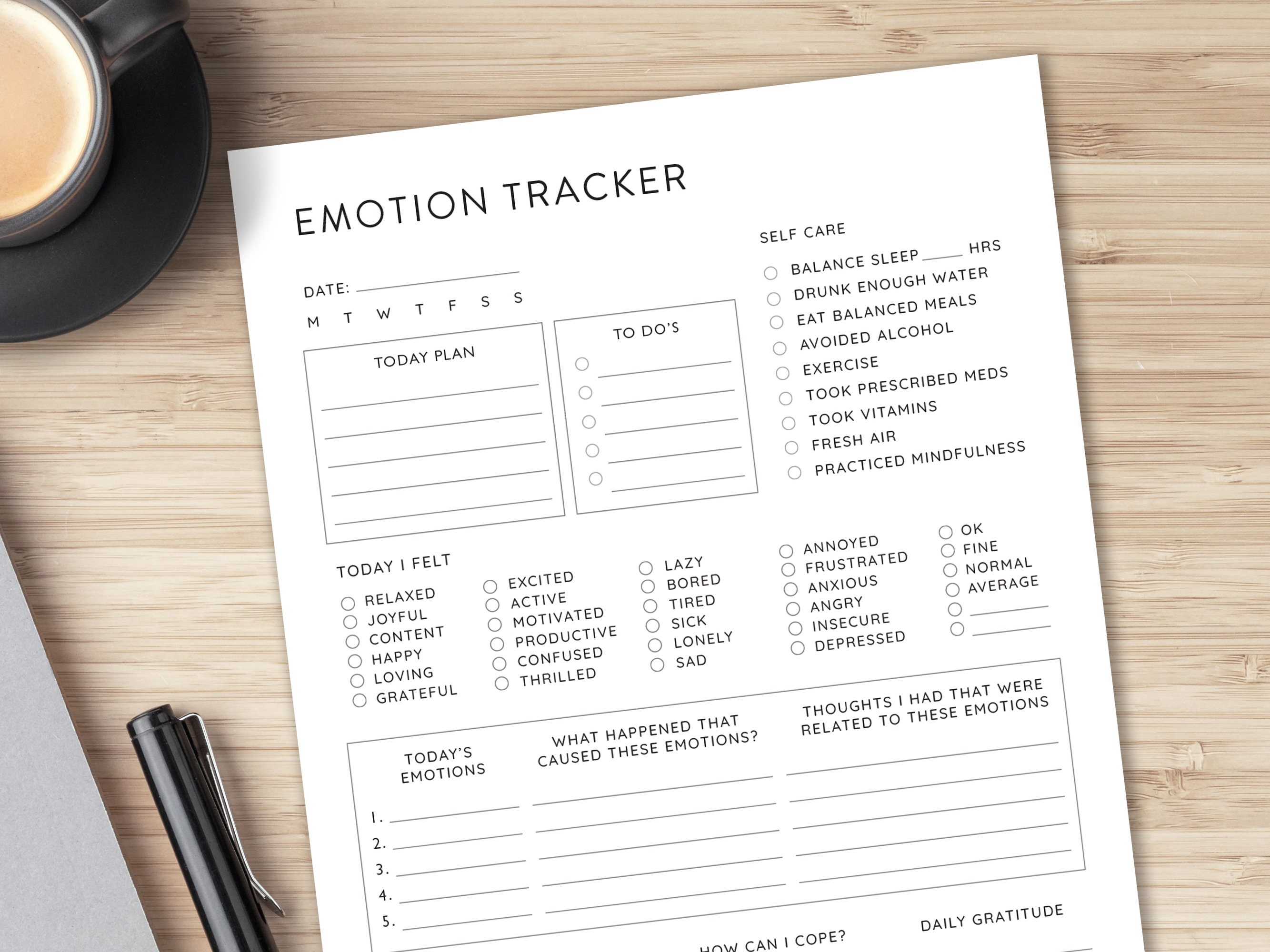 Emotion Planner Daily Emotion Tracker for Dialectical Behavior Therapy ...
