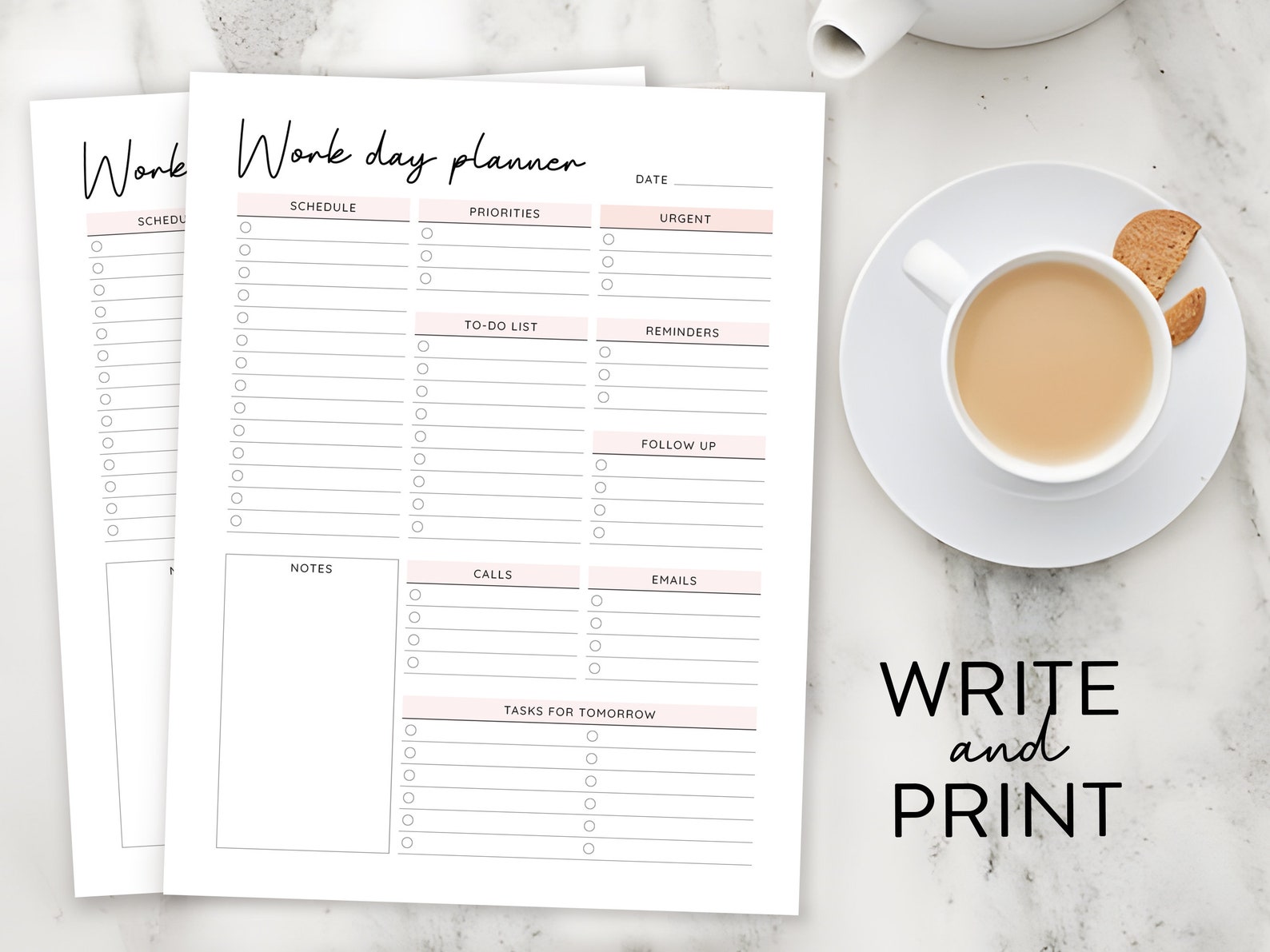 Editable Work Planner Template, Work Day Organizer Printable Daily ...