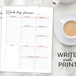 Editable Work Planner Template, Work Day Organizer Printable Daily ...