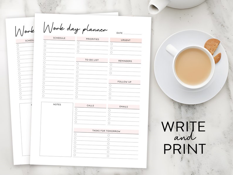 Editable Work Planner Template, Work Day Organizer Printable Daily ...