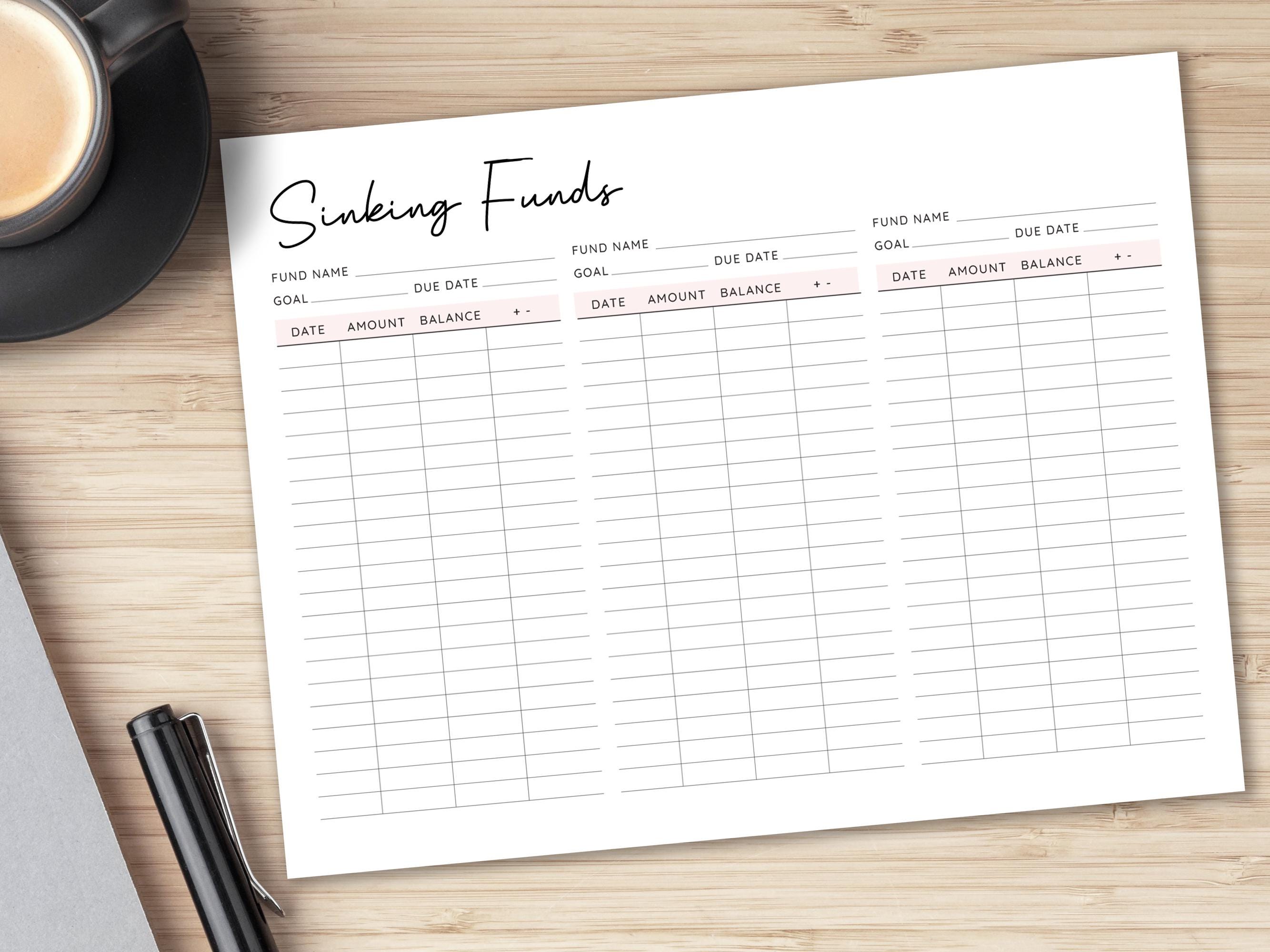 Sinking Funds Tracker Printable Landscape Sinking Funds Tracker Sheet ...