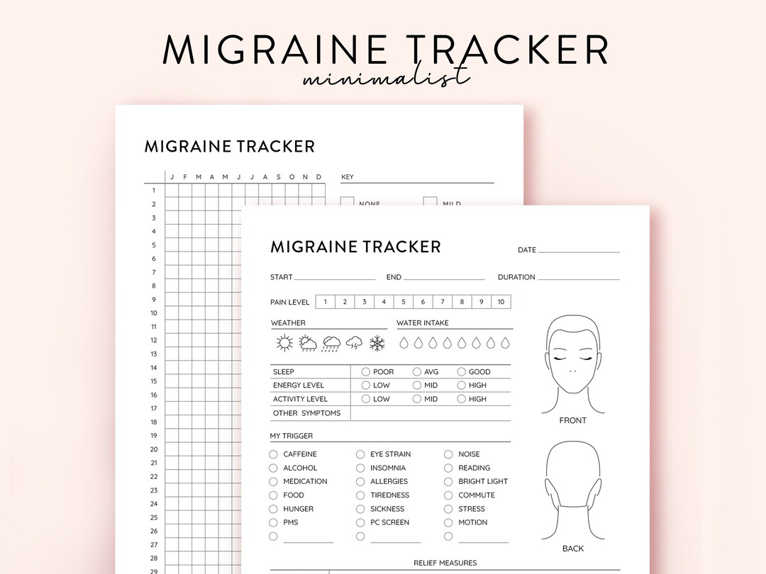 Migraine Tracker Printable, Headache Tracker Template, Migraine Track ...