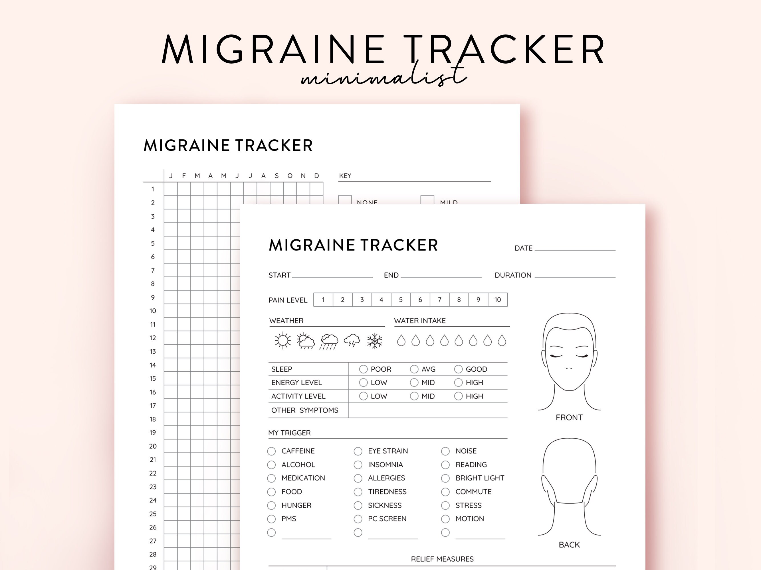 Migraine Tracker Printable, Headache Tracker Template, Migraine Track ...