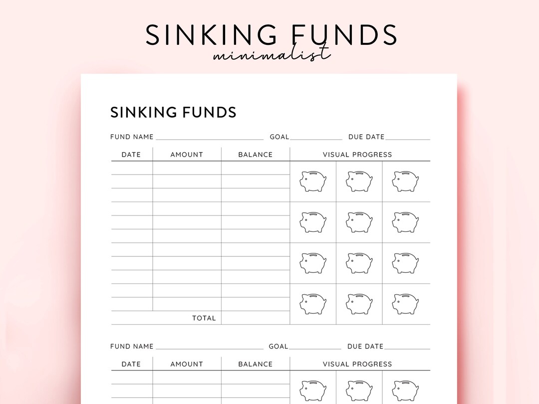 Sinking Funds Tracker Printable Sinking Funds Tracker Sheet, Sink Funds ...