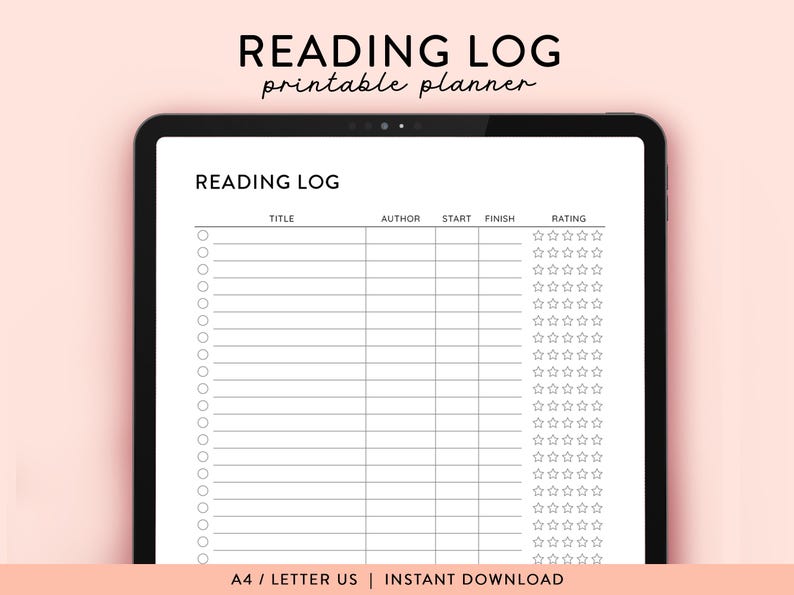 Reading Log Printable, Reading Tracker Printable, Reading Minutes ...