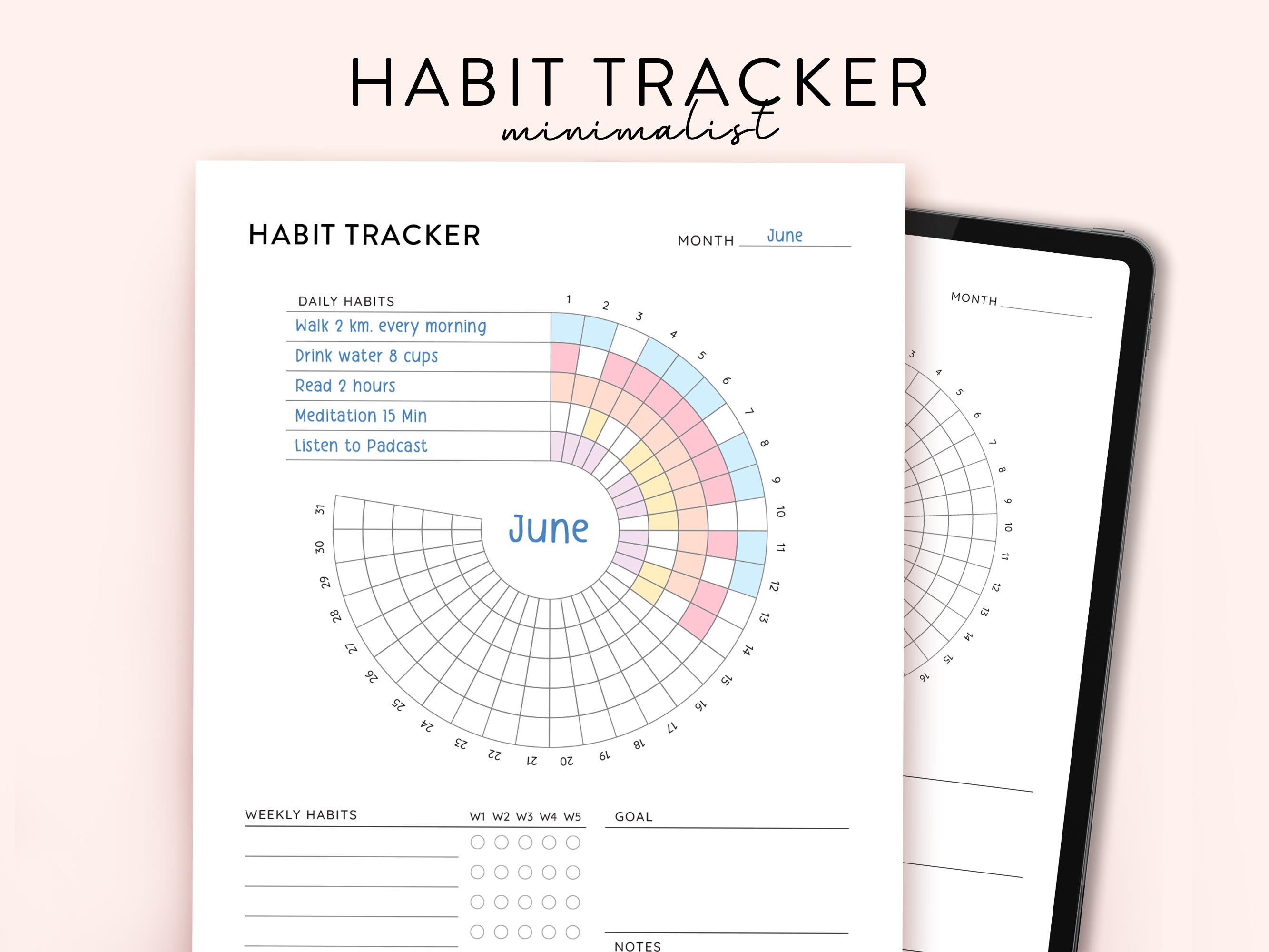 Circle Habit Tracker Printable, 30 Days Habit Tracker, Routine Tracker ...
