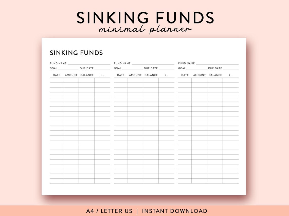 Sinking Funds Tracker Printable Landscape Sinking Funds Tracker Sheet ...