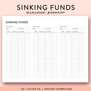 Sinking Funds Tracker Printable Landscape Sinking Funds Tracker Sheet ...