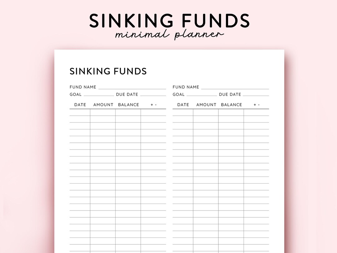 Sinking Funds Tracker Printable Sinking Funds Tracker Sheet, Sink Funds ...