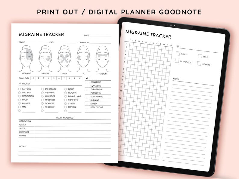 Migraine Tracker Printable, Headache Template, Migraine Track Headache ...