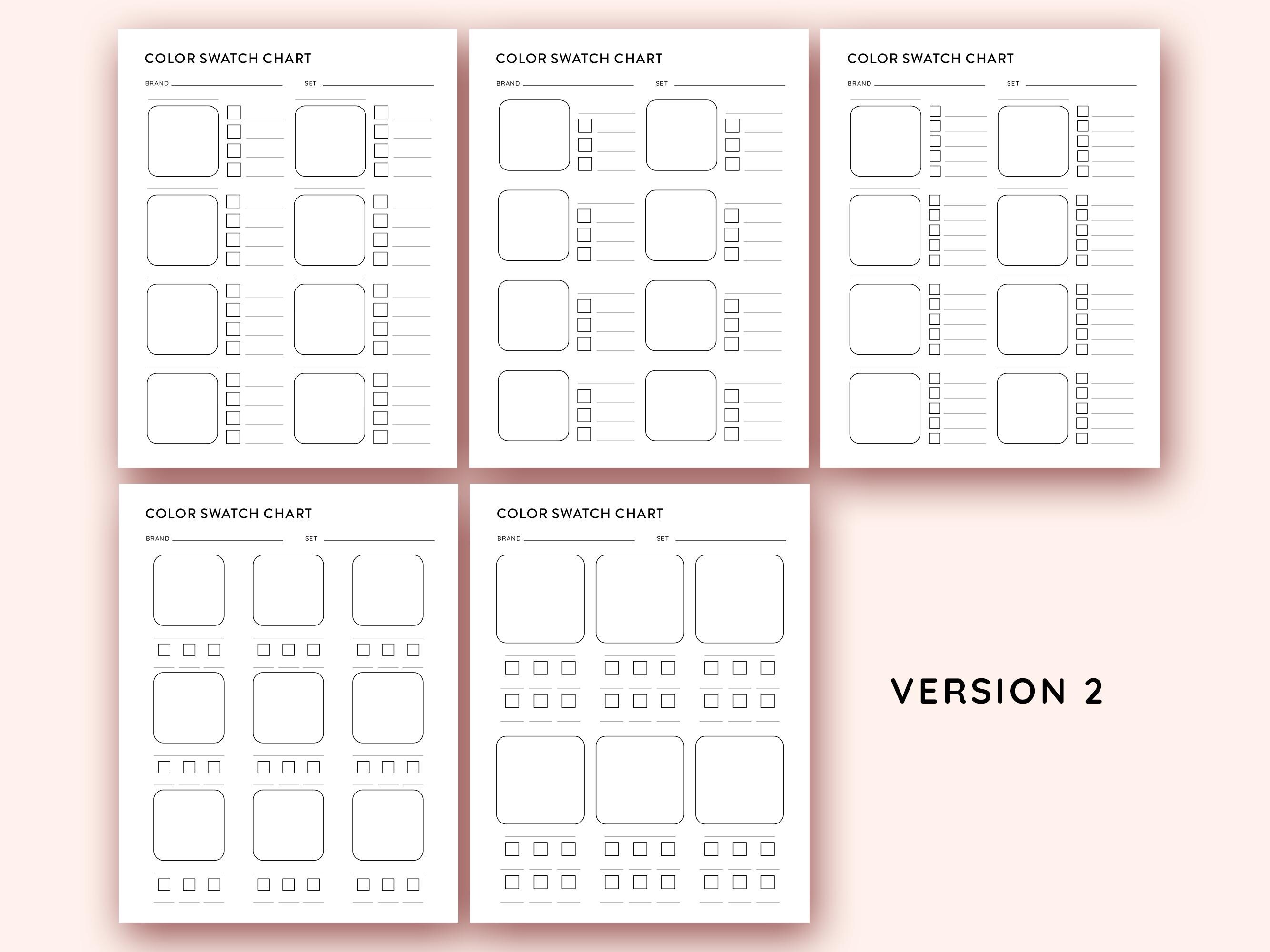 Pattern Color Swatch Chart Blank Color Chart Printable Color Swatch ...