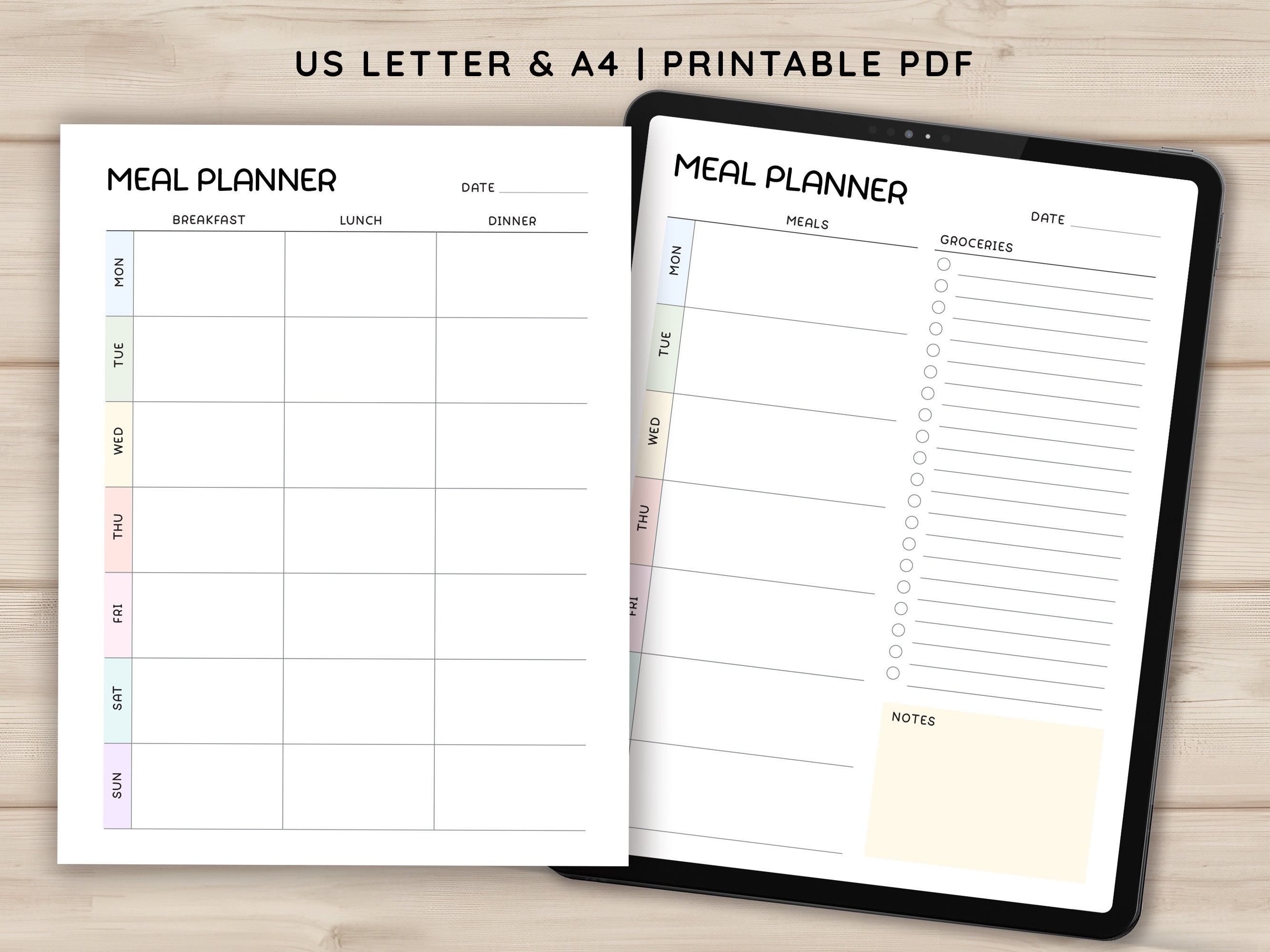 Minimalist Digital Weekly Meal Planner and Grocery List Template ...