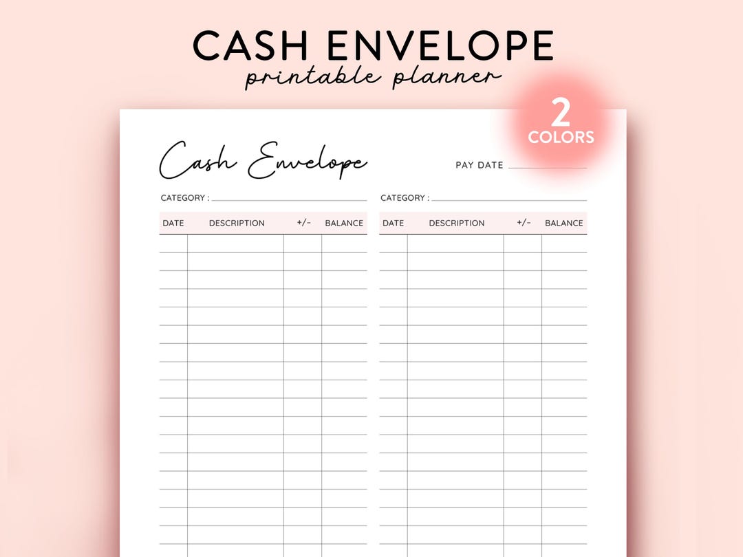 Cash Envelope Tracker Printable, Cash Envelope Breakdown, Cash ...