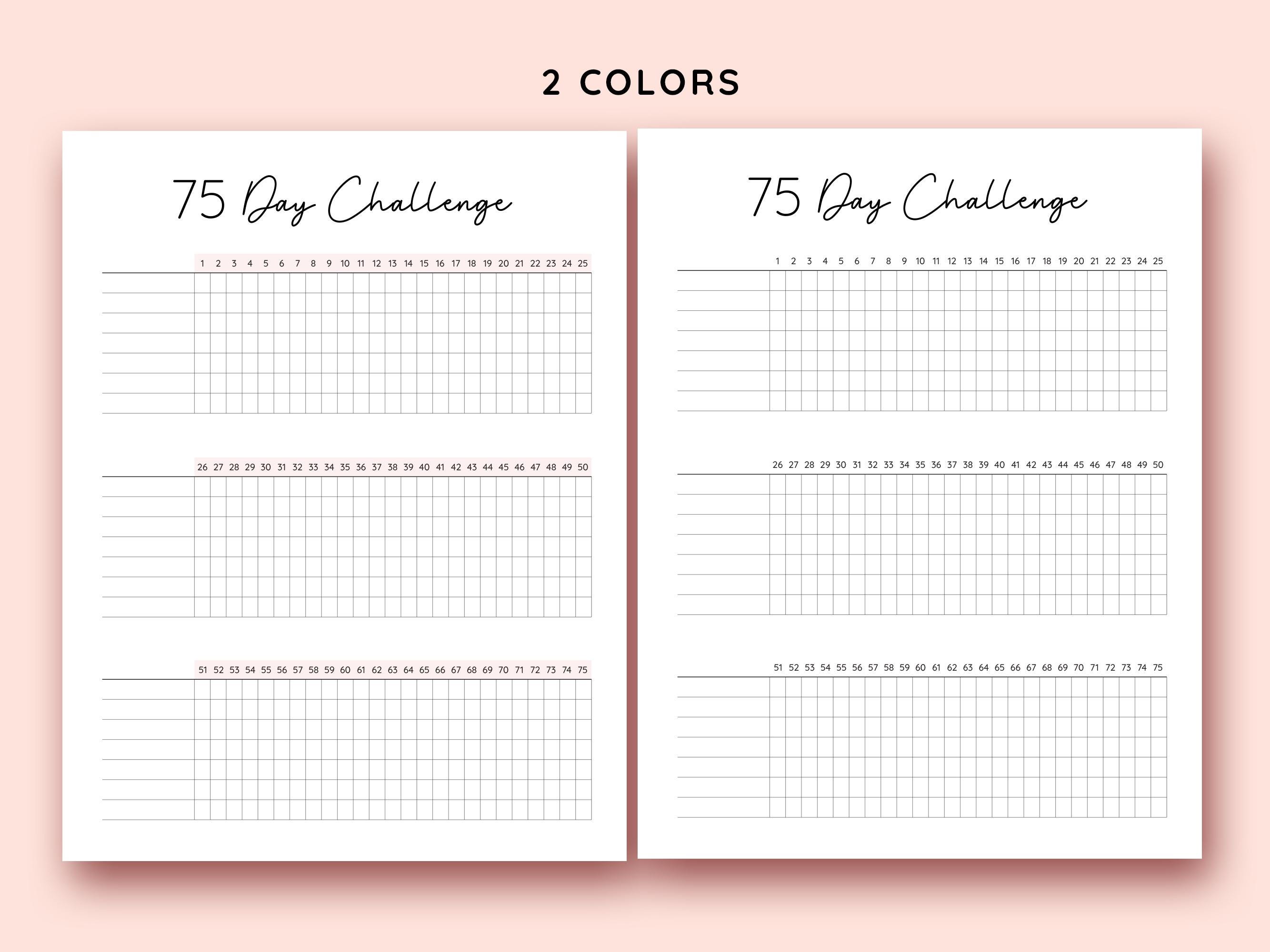 75 Day Challenge Printable, Daily 75 Day Challenge Journal, 75 Soft ...