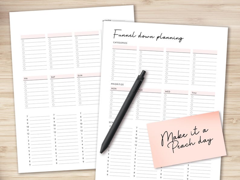 1-2-3 Funnel Down Planning System Printable, ADHD Planner, Executive ...