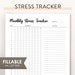 Minimalist Stress Tracker Printable, Daily Stress Level Stress Log ...
