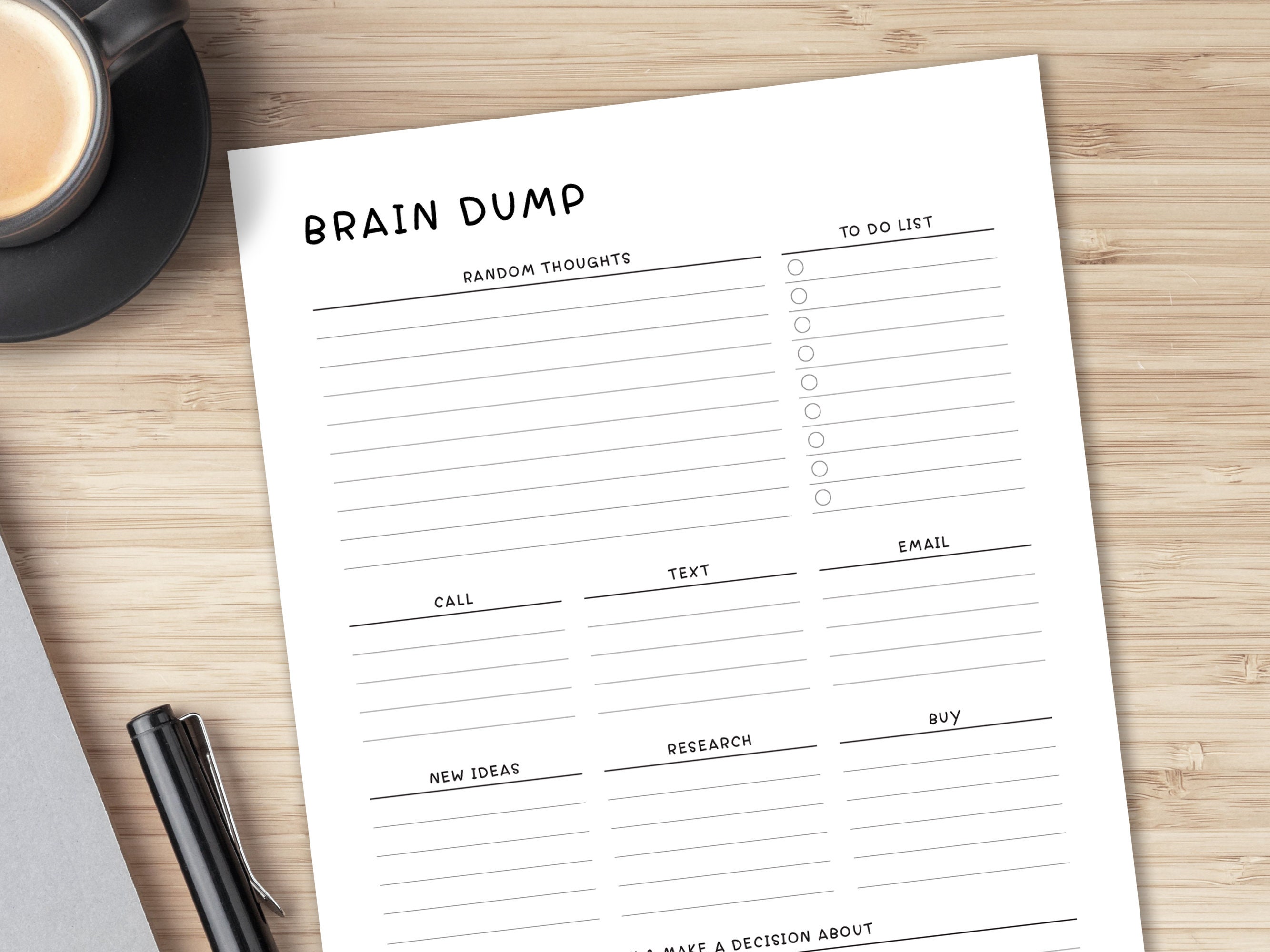 Brain Dump Printable, Thought Organizer, ADHD Brain Dump, Thought ...