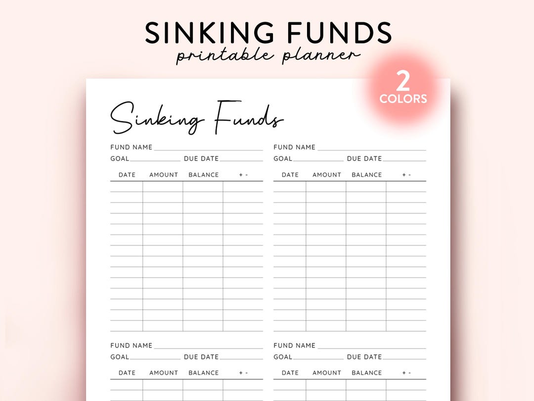Sinking Funds Tracker Printable Sinking Funds Tracker Sheet, Sink Funds ...