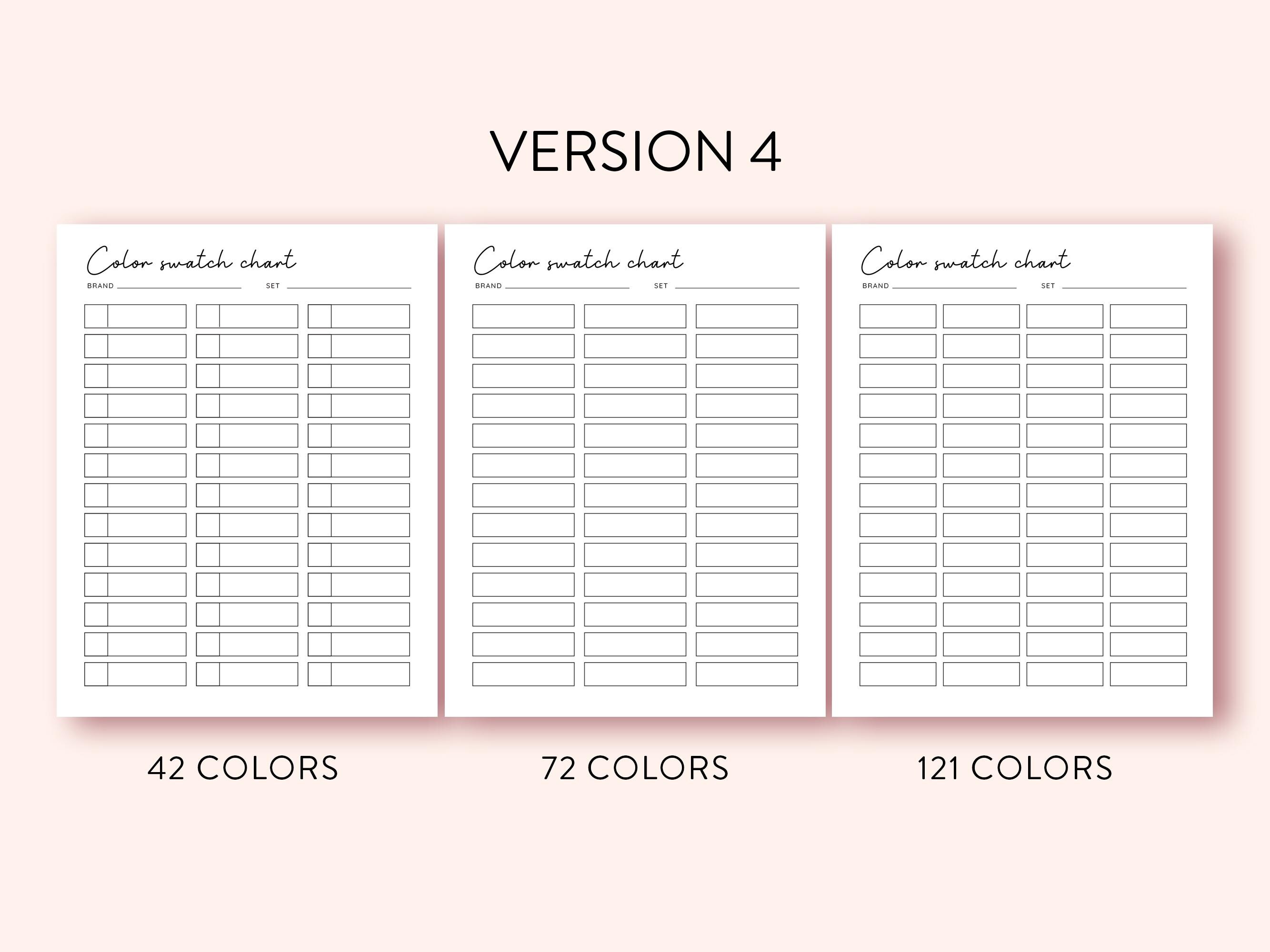 Color Swatch Chart Blank Color Chart Printable Color Swatch Template ...