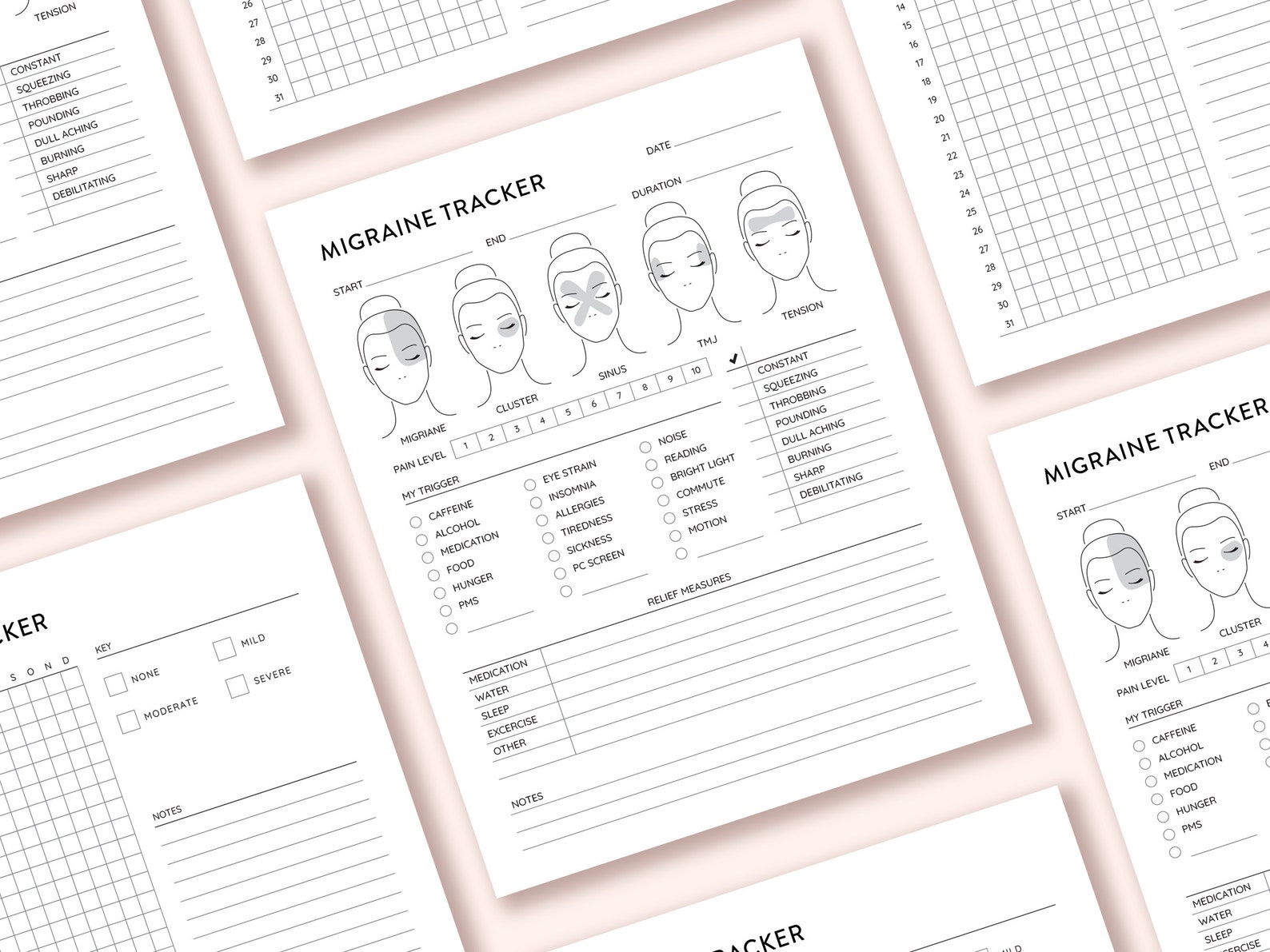 Migraine Tracker Printable, Headache Template, Migraine Track Headache ...