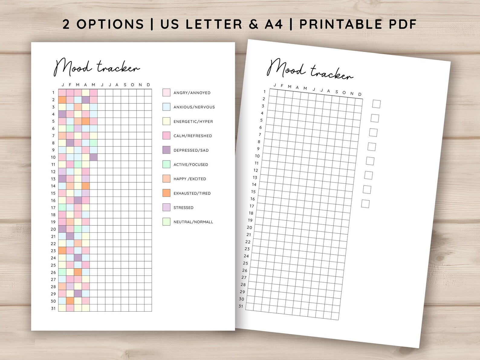Mood Tracker Journal Printable, Mood Tracker Printable, A Year in Dots ...