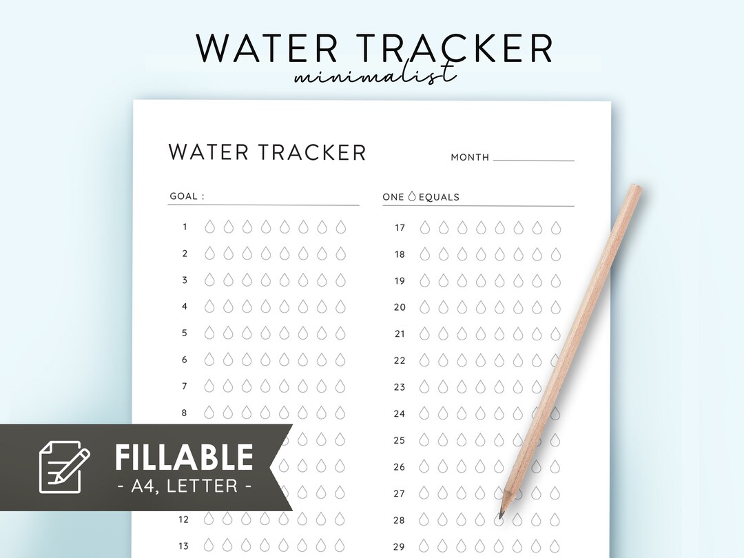 Editable Monthly Water Tracker Printable, Monthly Water Intake Tracker ...