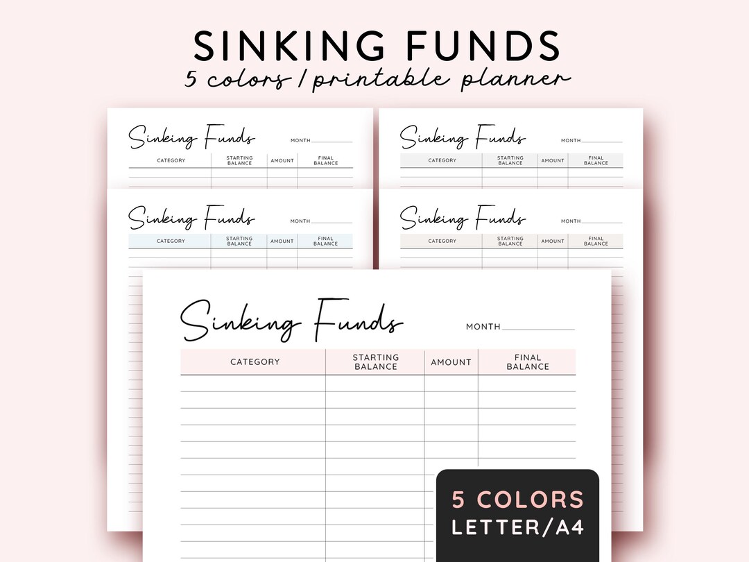Sinking Funds Tracker Printable Sinking Funds Tracker Sheet, Sink Funds ...