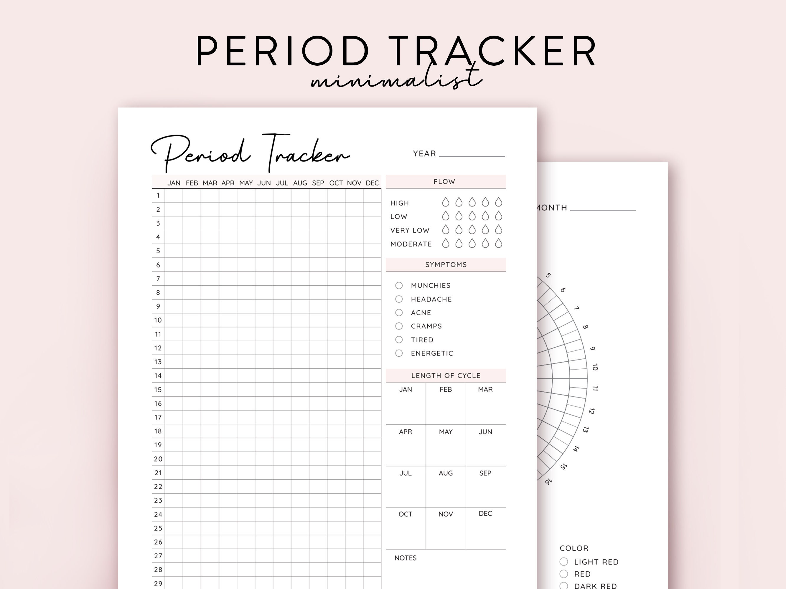 Minimal Period Tracker Digital Women Period Planner, Cycle Tracker for ...