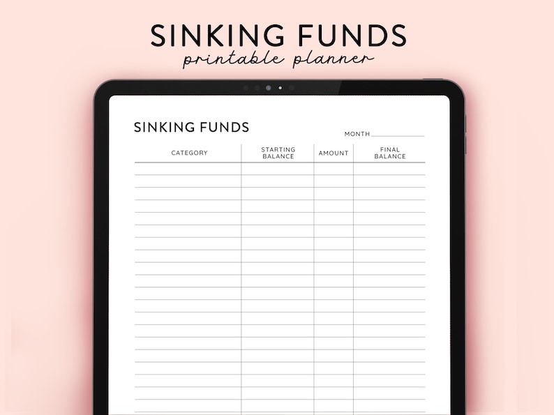 Sinking Funds Tracker Printable Sinking Funds Tracker Sheet, Sink Funds ...