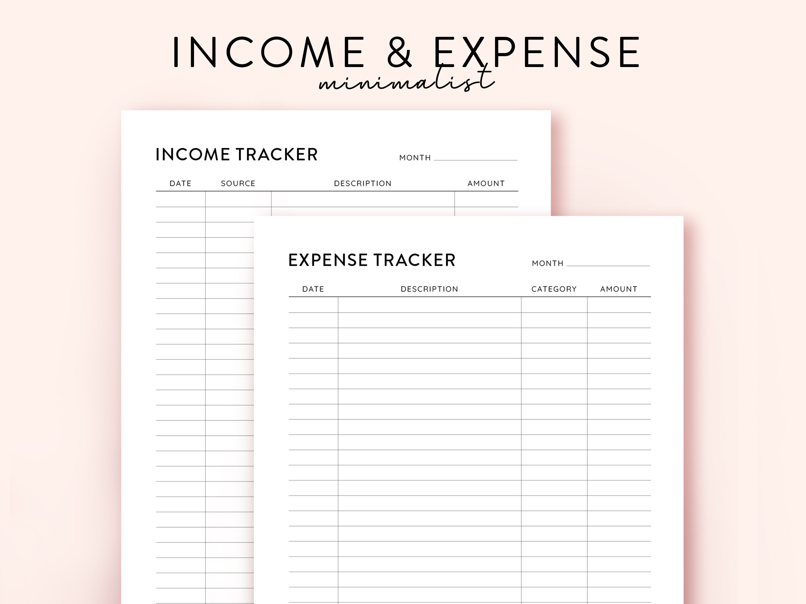 Income Tracker Printable Expense Tracker Printable, Income Log Monthly ...