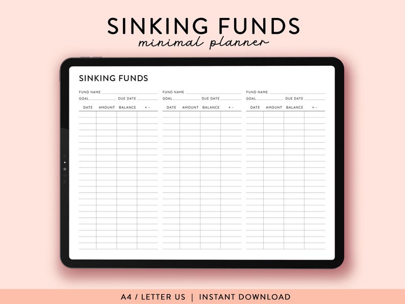 Sinking Funds Tracker Printable Landscape Sinking Funds Tracker Sheet ...