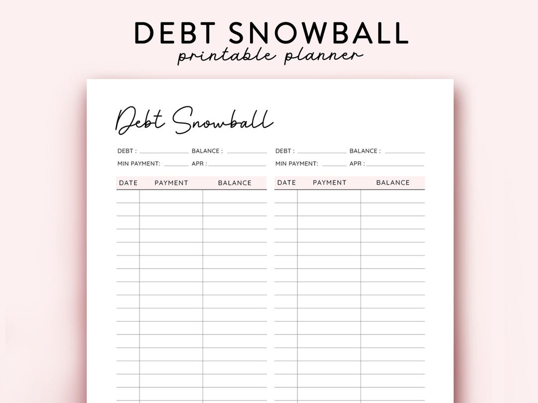Debt Snowball Printable, Financial Planner, Debt Payment Tracker, Debt ...